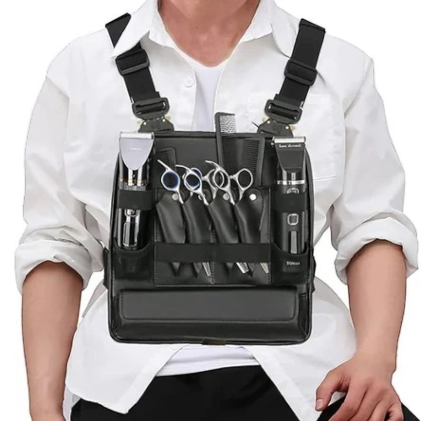 Leather Barber Tools Chest Bag – PU Leather Storage Case, 2-Layer Desi ...