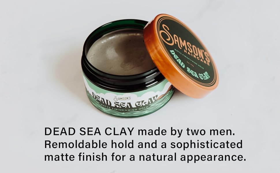 Samson's Dead Sea Clay 4oz – Medium Hold Ultra-Matte Clay – Your Barber ...